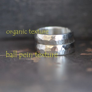 Sterling Silver Wide Ring Band, Organic Texture, Matte Finish, Wedding ...
