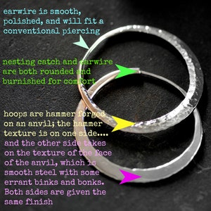 Sterling Silver Hoop Earrings, Hammered Endless Hoops Medium Size - Etsy