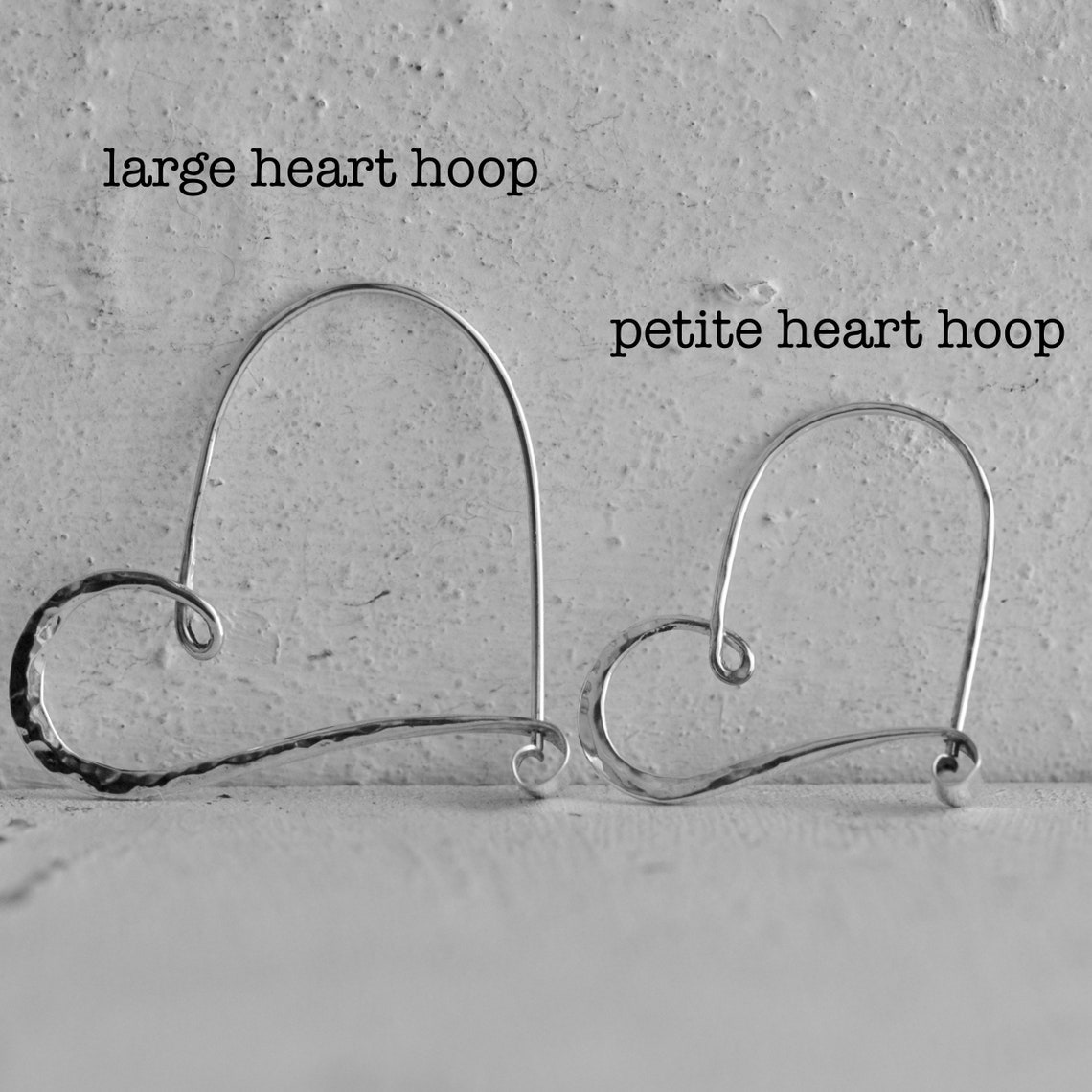 Sterling Silver Heart Hoops Smooth Hammered Endless Style - Etsy