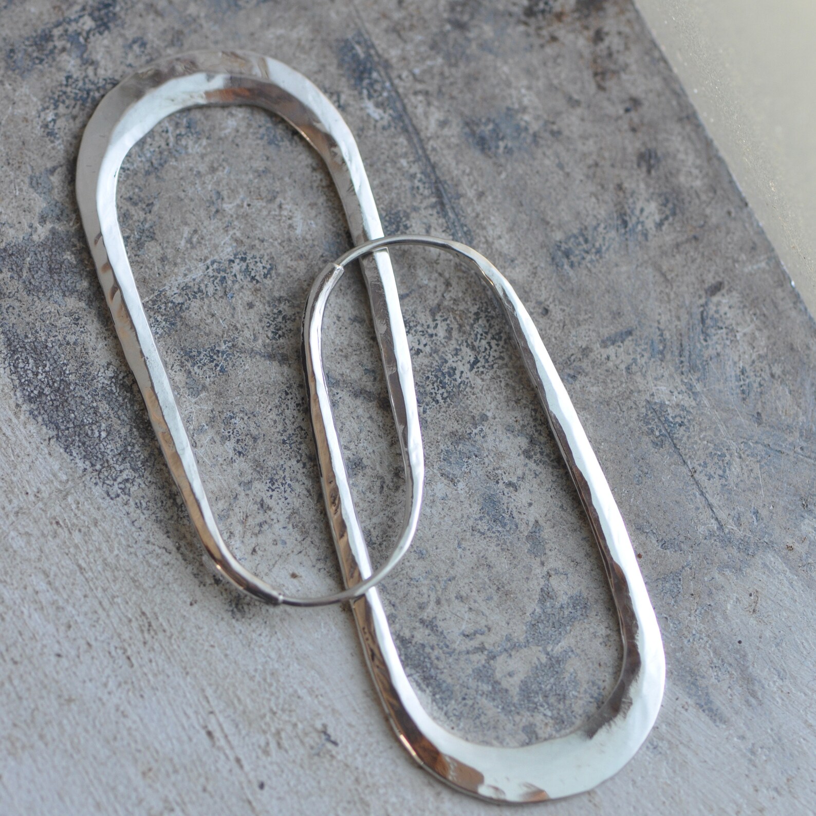 2 Inch Long Oval Hoop Sterling Silver Hoop Horseshoe Hoop - Etsy