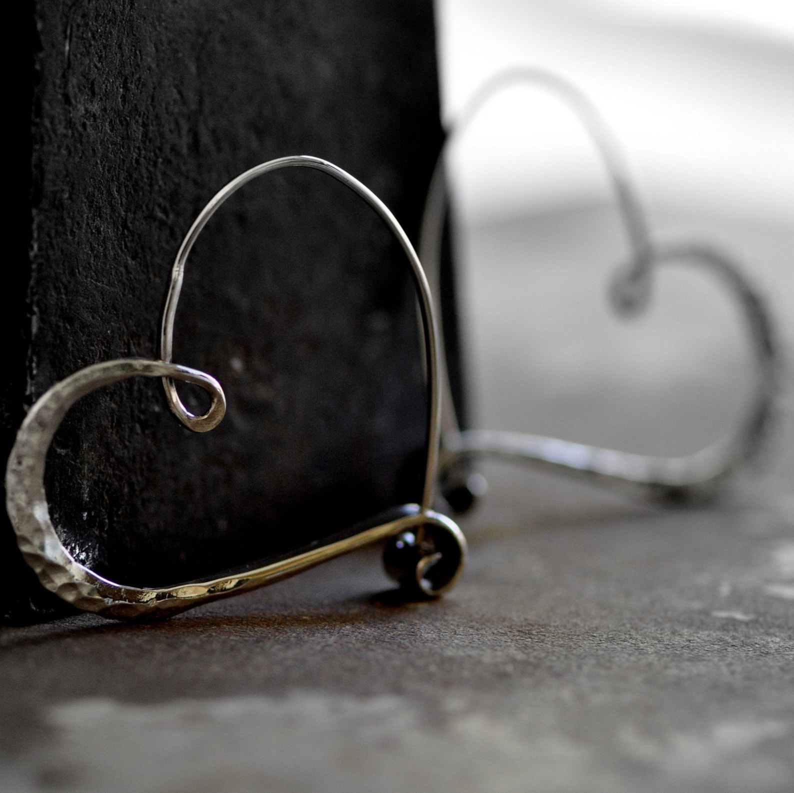 Sterling Silver Heart Hoops Smooth Hammered Endless Style - Etsy