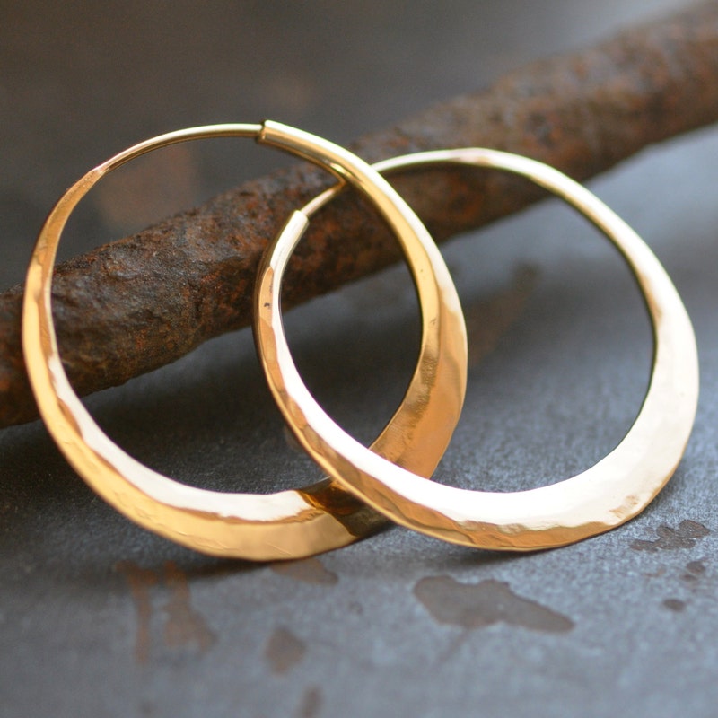 Solid 14k Gold Hoops - Etsy