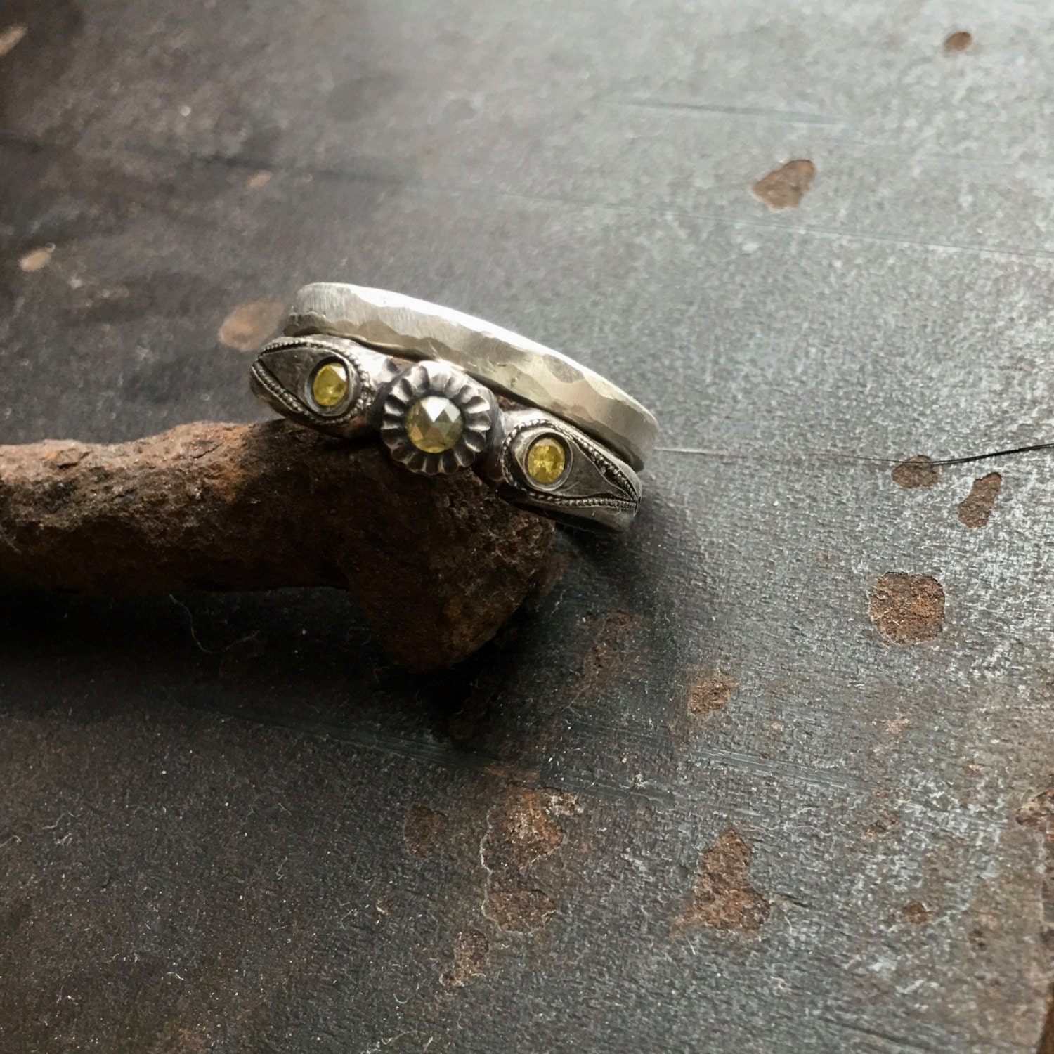 Ruby Relic Ring in Sterling Silver With Diamond Flush - Etsy