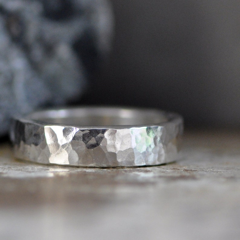 Sterling Silver Wide Ring Band Organic Texture Matte Finish - Etsy