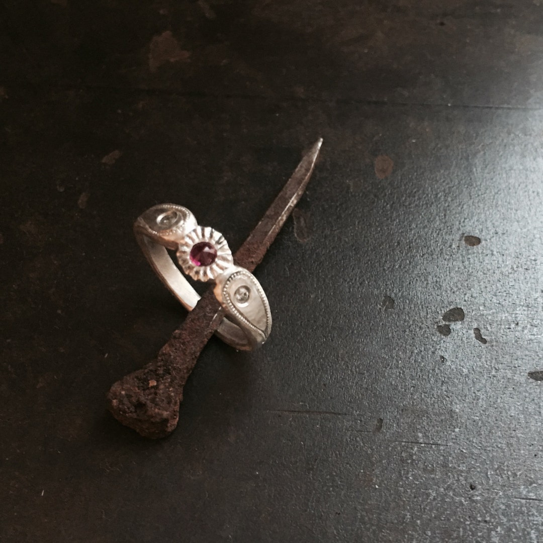 Ruby Relic Ring in Sterling Silver With Diamond Flush Settings ...