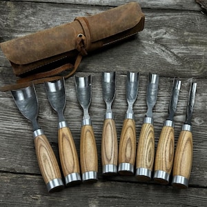 8-piece Wood Carving Gouge Set – Hand-forged Sharp Carbon Steel Blades ...