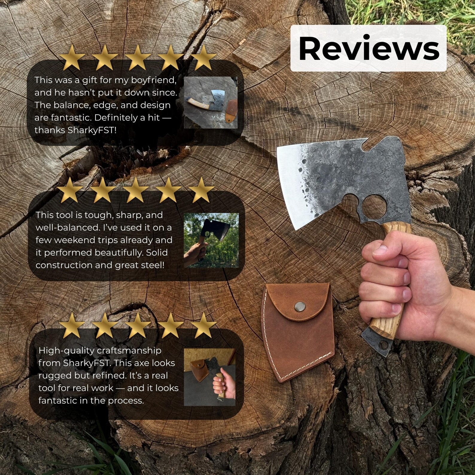 Small Flat Axe. Sharp Blade. Hand Forged From Carbon 52100 Steel ...