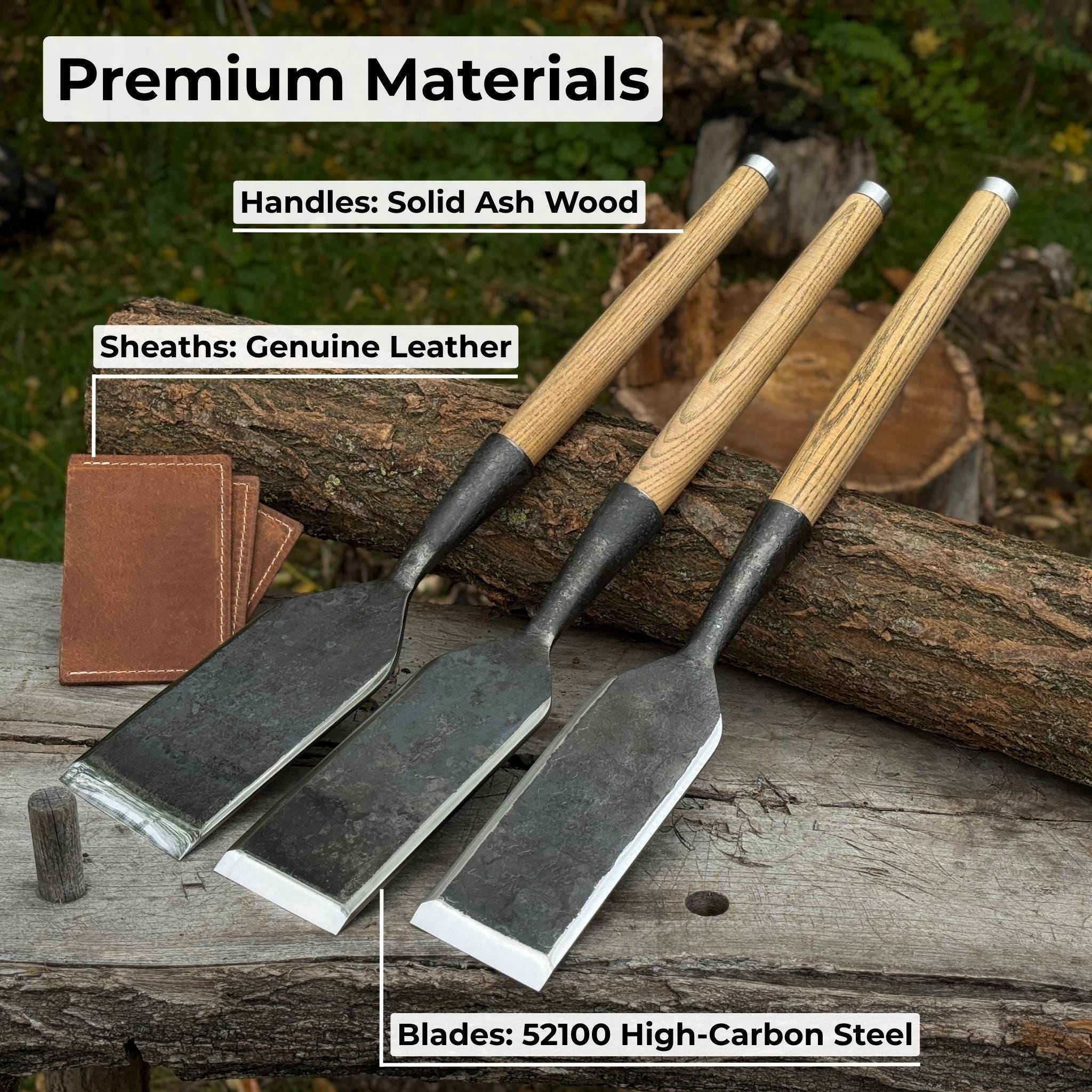 Hand-forged Timber Framing Chisels – 52100 Carbon Steel Blades, Ash ...