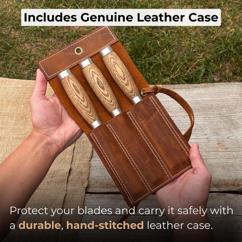 Chisels for Wood Carving – Hand Forged 52100 Carbon Steel Blades, Ash ...