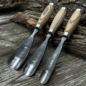 3-piece Rounded Wood Carving Gouge Set – Hand-forged Carbon Steel ...