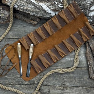 Genuine Leather Tool Roll With 15 Pockets. Universal Leather Crazy ...