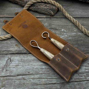 Genuine Leather Chisel Case With 2 Pockets. Leather Crazy Horse. Tool ...