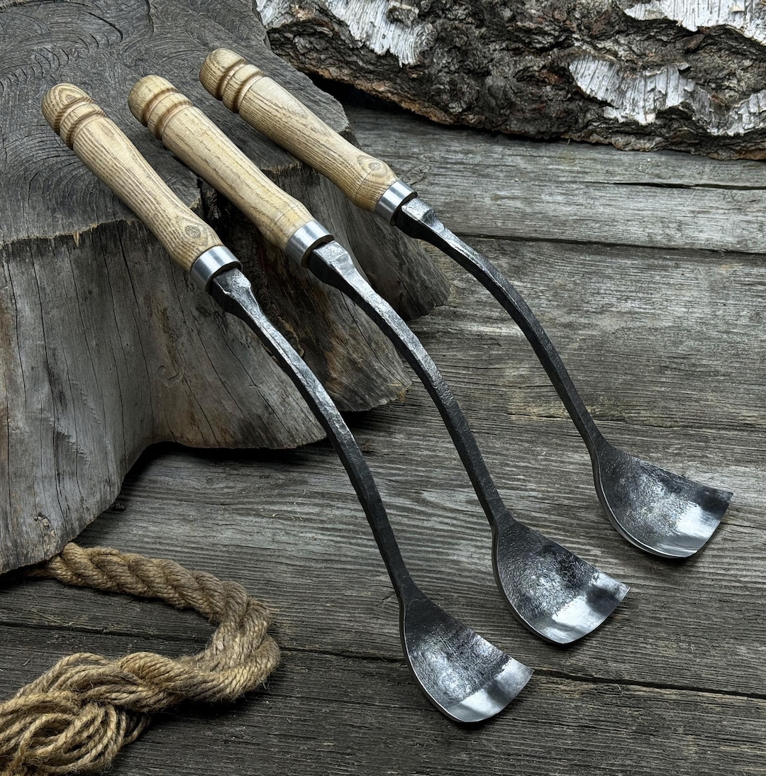 3-piece Swan Neck Gouge Set – Hand-forged Carbon Steel – Sharp Blades ...