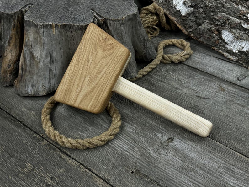 Big Wooden Mallet. Ergonomic Handle and Balanced Weight. Compact and ...