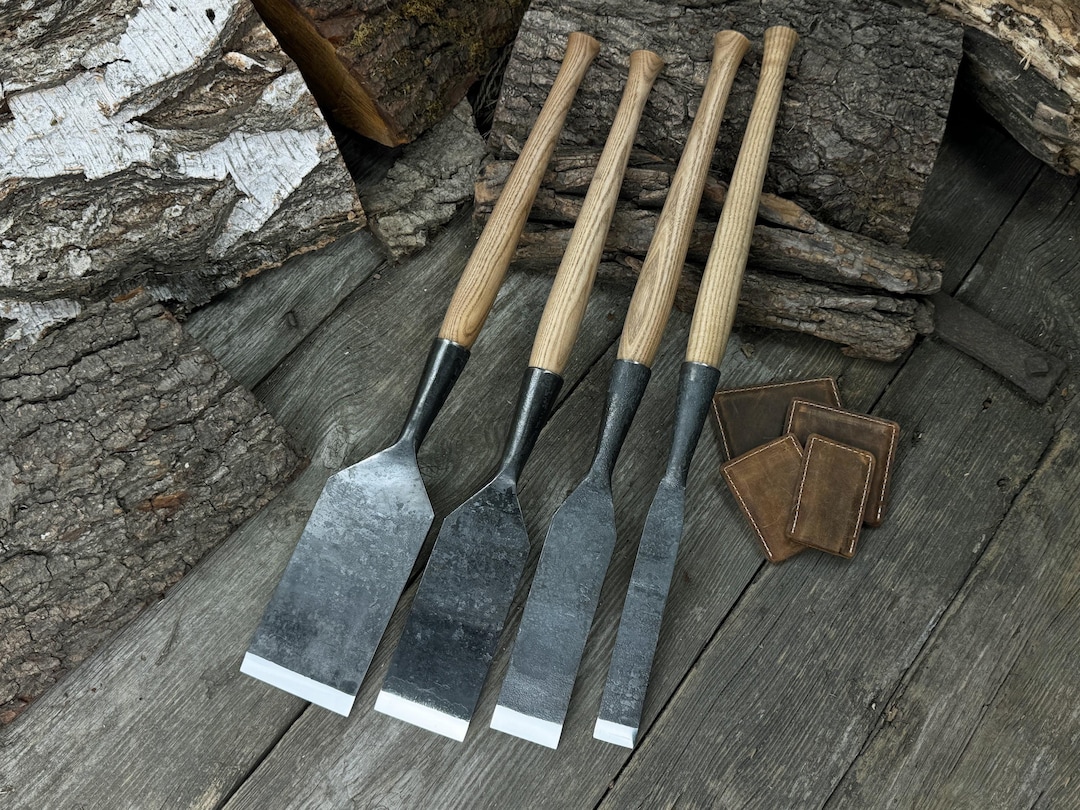 Slick Chisel Set 4 Pcs. Sharp Blade. Hand Forged From Hardened Carbon ...
