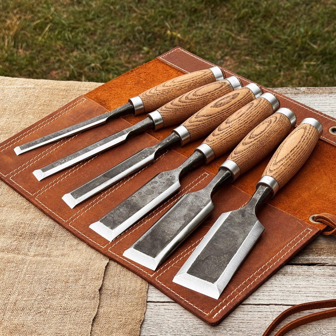 Wood Carving Chisels – 52100 Carbon Steel Blades, Ash Wood Handles ...