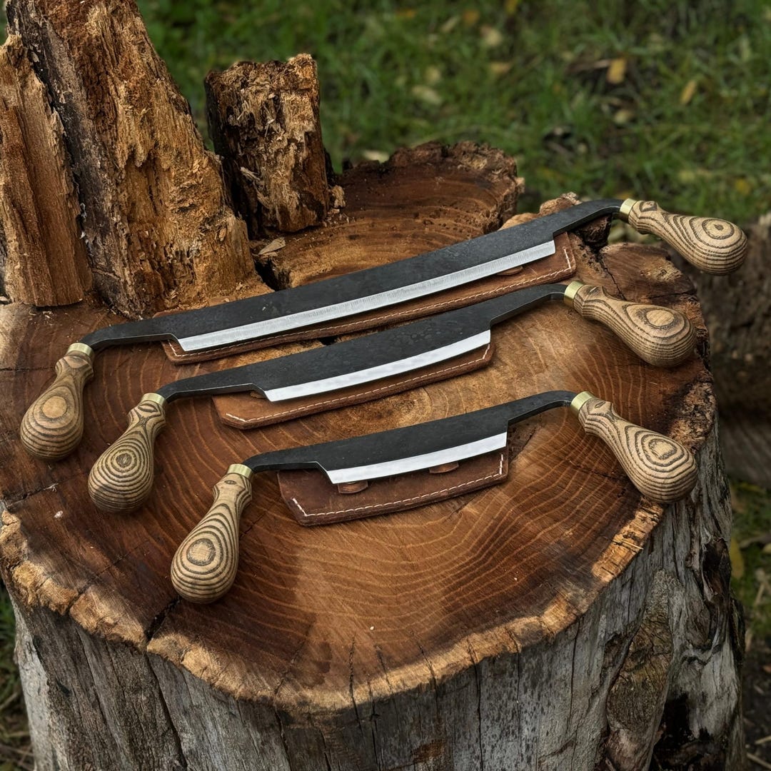 Curved Blade Drawknives – Custom Sizes Available – 52100 Carbon Steel ...