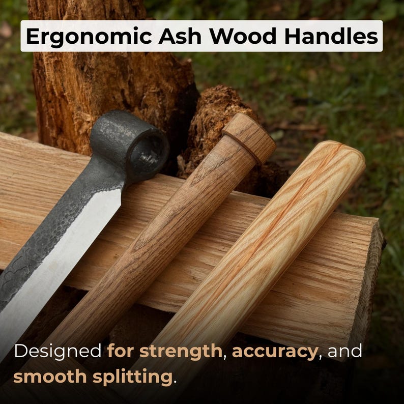 Splitting Froe and Wooden Mallet. 52100 Carbon Steel Blade, Ash Handle ...