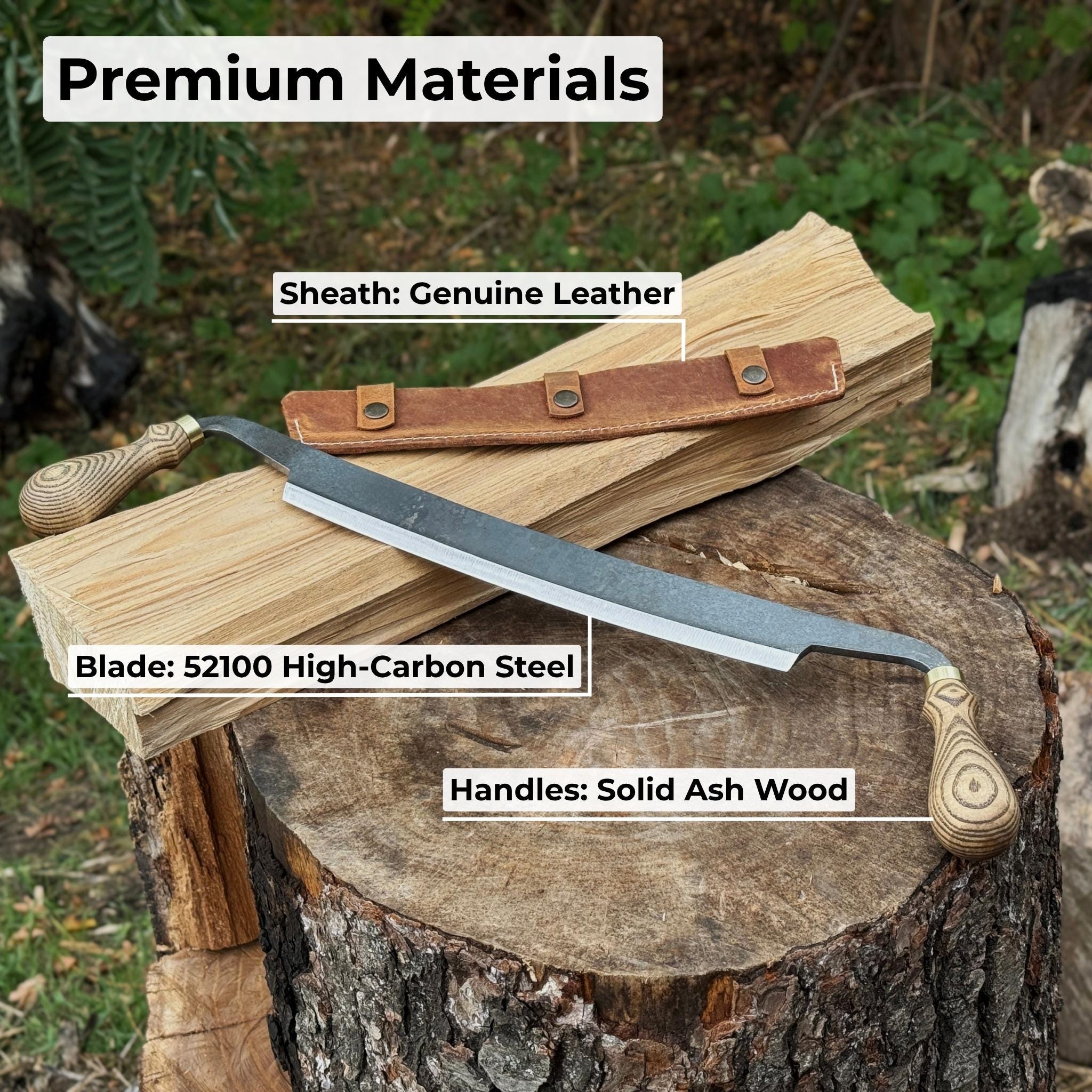 Large Curved Drawknife – Hand Forged 52100 Carbon Steel Blade, Ash ...