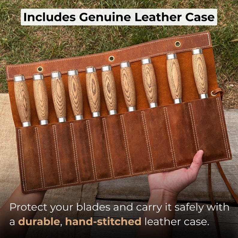 Chisels for Wood Carving – Hand Forged 52100 Carbon Steel Blades, Ash ...