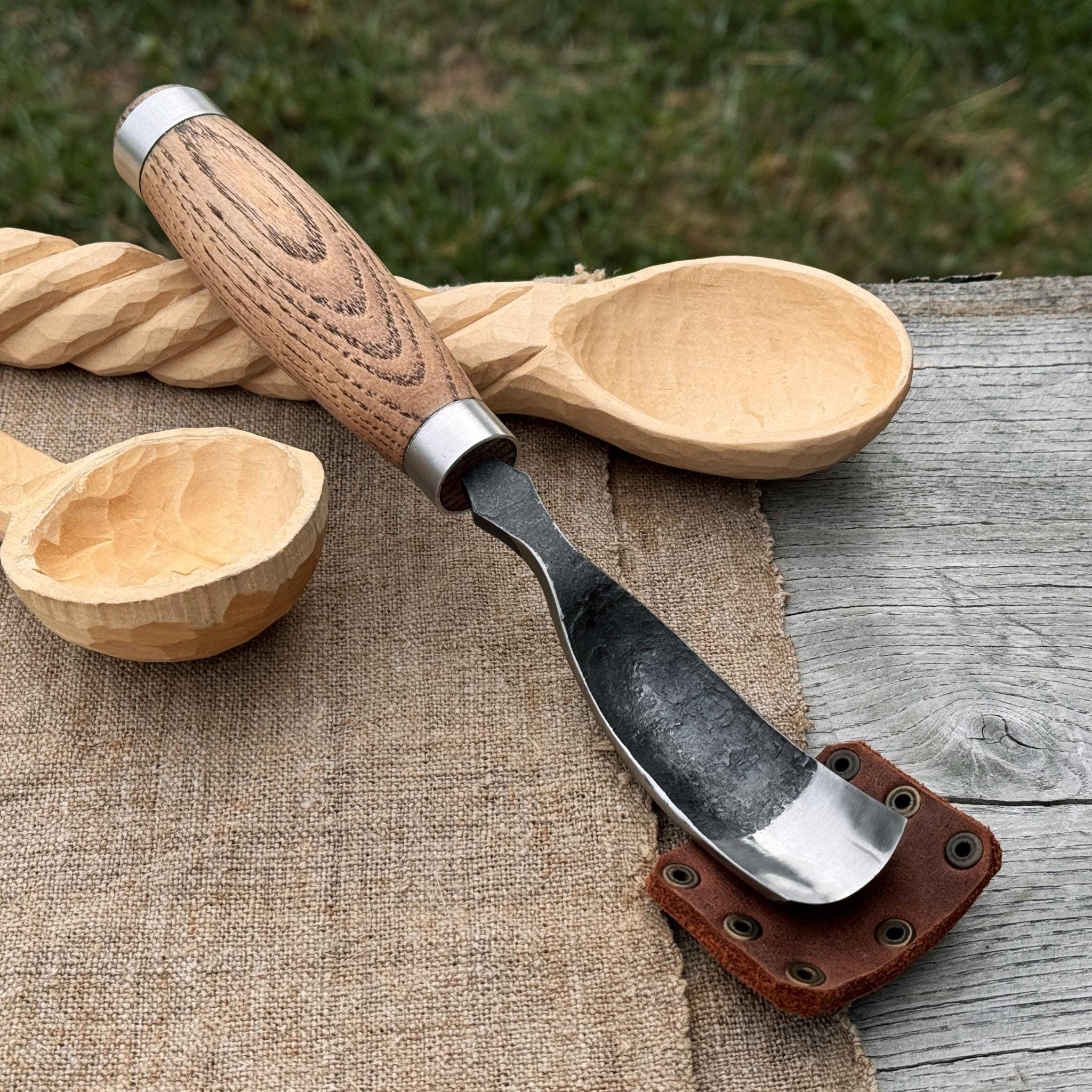 Hand-forged Bent Gouge – 52100 Carbon Steel Blade, Ash Wood Handle ...