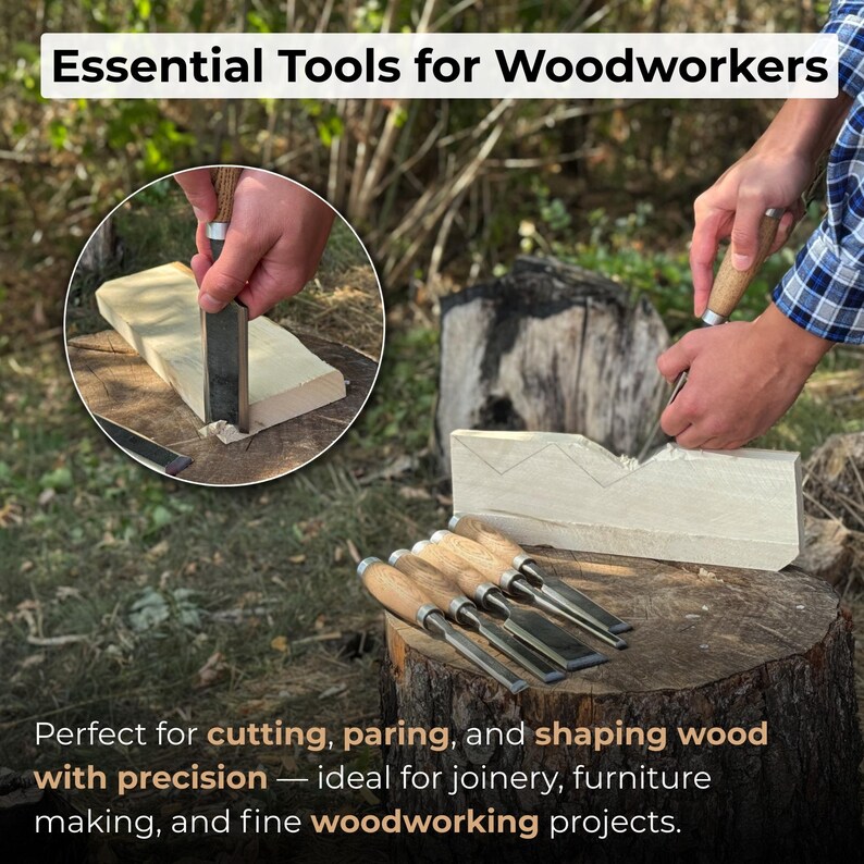 Woodworking Chisels. Forged Carbon Steel Blades, Ash Handles, Leather ...
