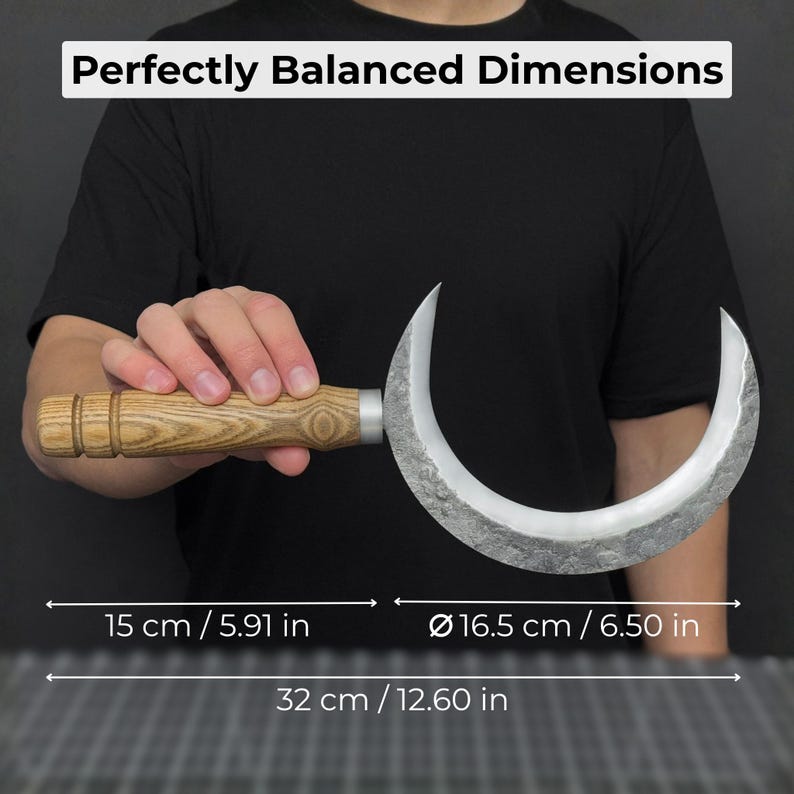 Hand Forged Crescent Moon Sickle for Gardening – 52100 Carbon Steel ...