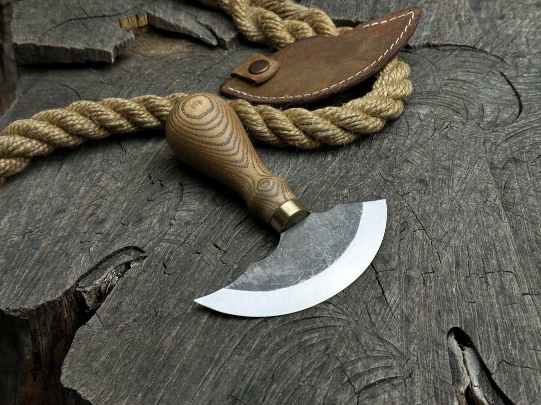 Leather Half-moon Knife. Razor Sharp Blade. Hand Forged From Hardened ...