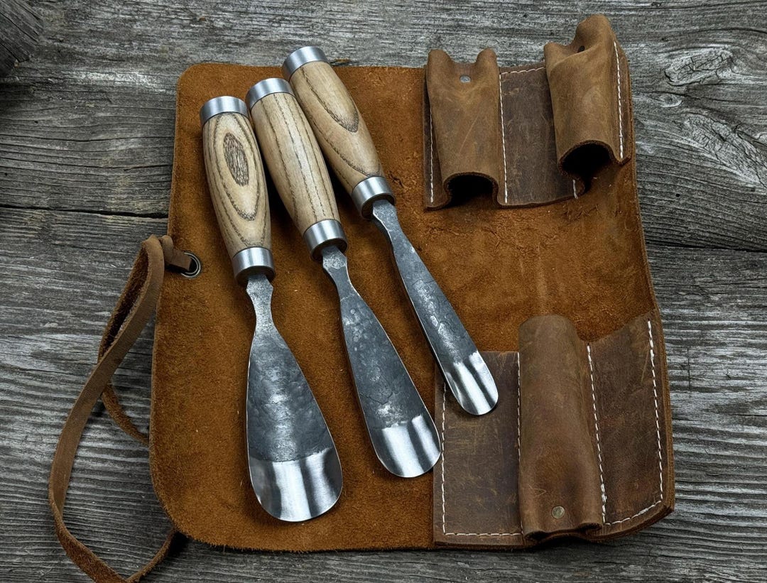 3-piece Rounded Wood Carving Gouge Set – Hand-forged Carbon Steel ...
