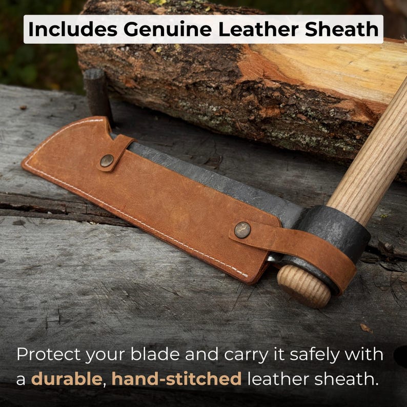 Splitting Froe and Wooden Mallet Set – Hand Forged Wood Splitter Tool ...