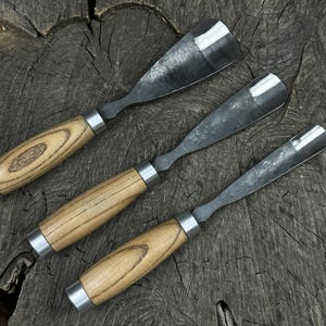 3-piece Rounded Wood Carving Gouge Set – Hand-forged Carbon Steel ...