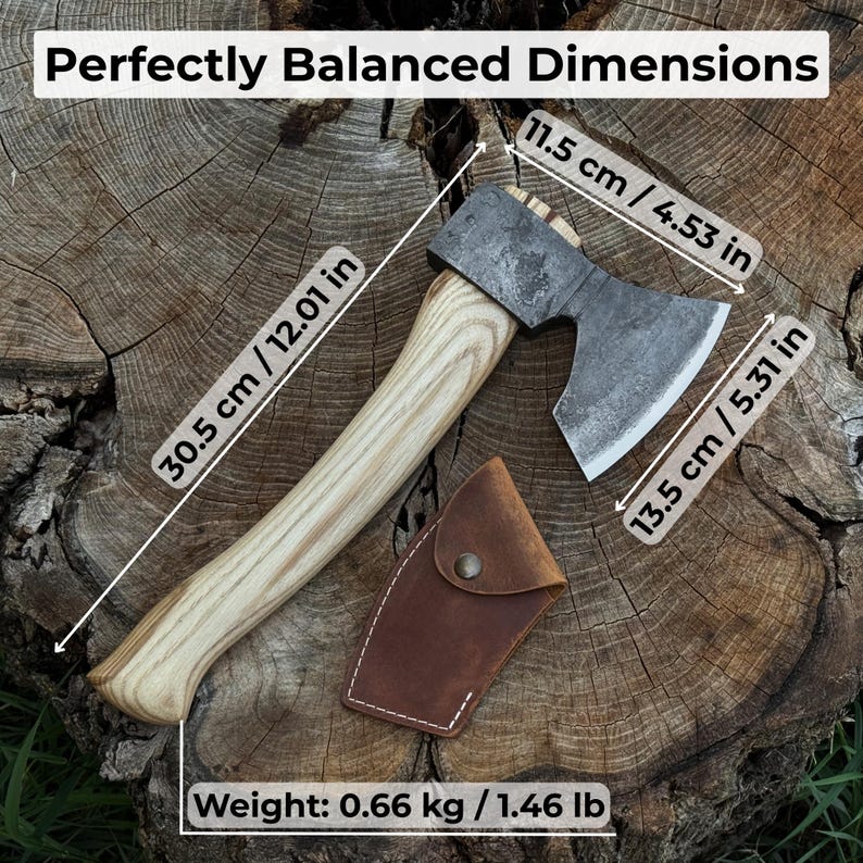 Hand Forged Axe for Wood Carving – 52100 Carbon Steel Blade, Ash Handle ...