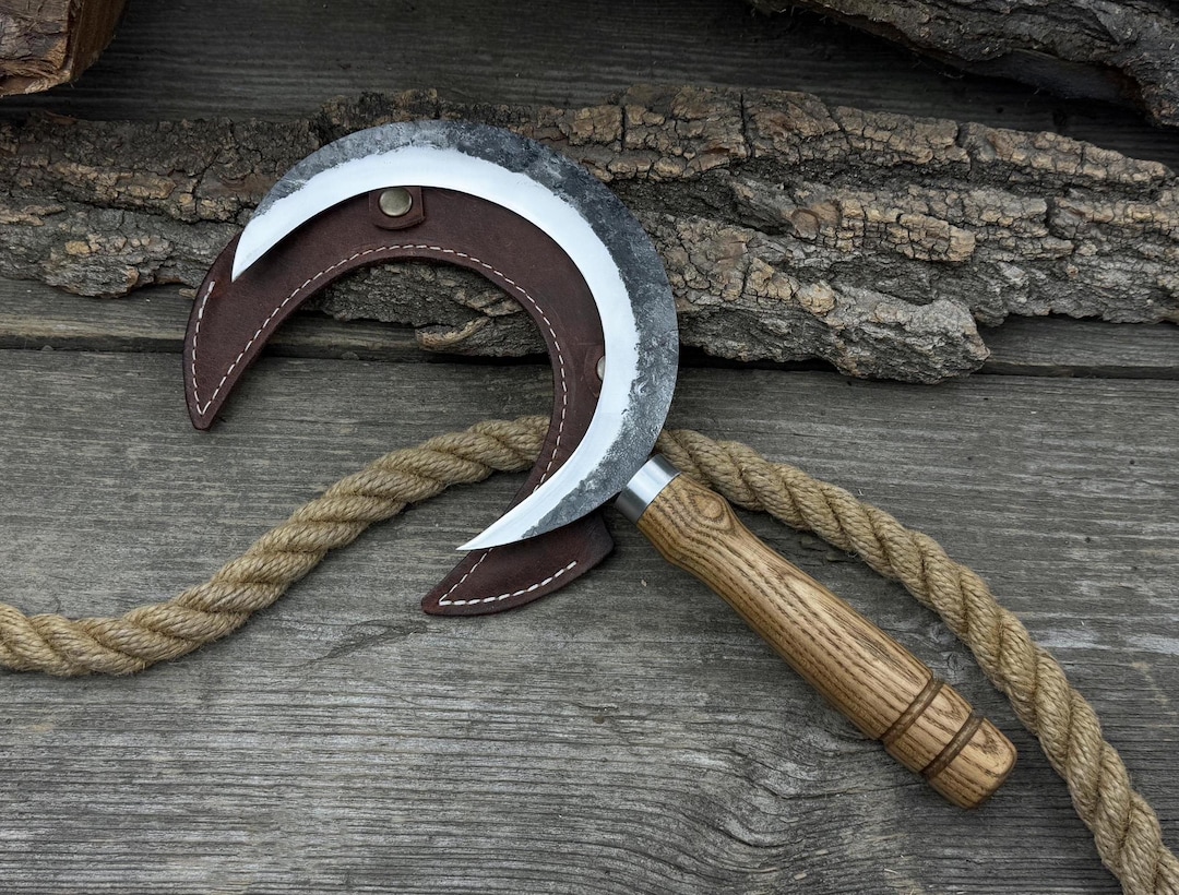Crescent Moon Sickle for Gardening. Sharp Carbon Steel Blade, Ergonomic ...