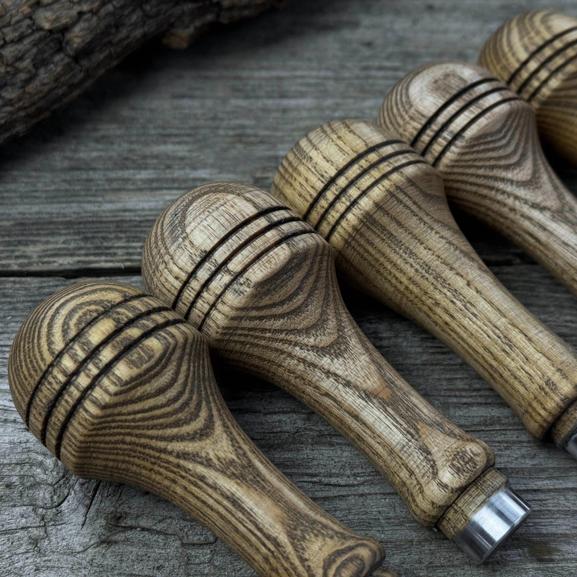 Set of 5 Handcrafted Wooden Handles. Ergonomic Ash Wood Handles With ...