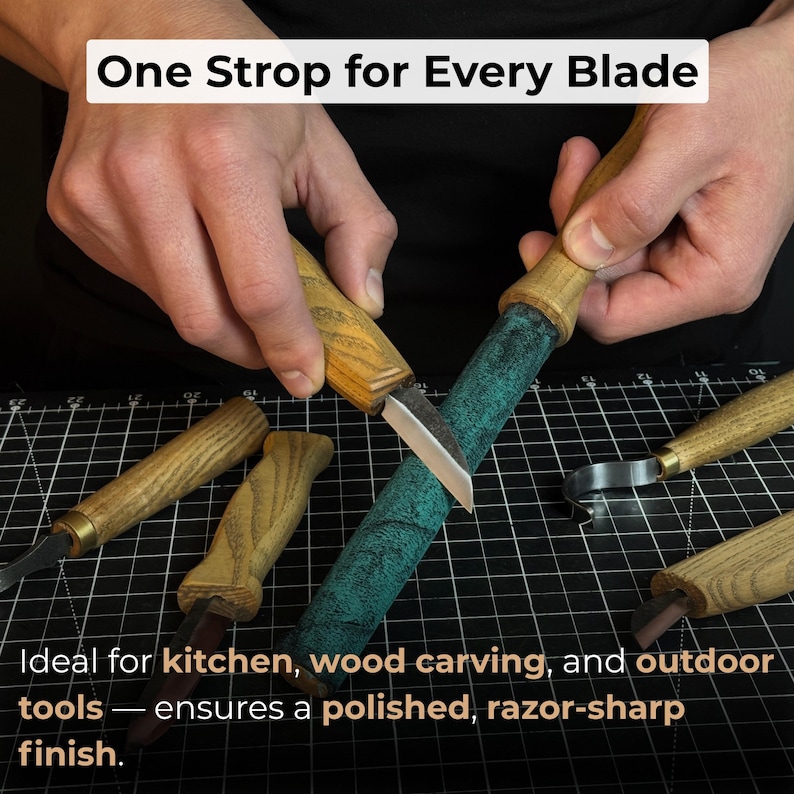 Round Leather Strop for Knife Sharpening. Polishing Paste Included. Ash ...