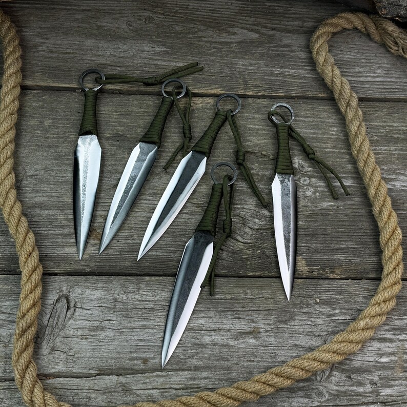 Hand-forged 5-piece Throwing Knife Set – (not Sharpened) 52100 Carbon ...