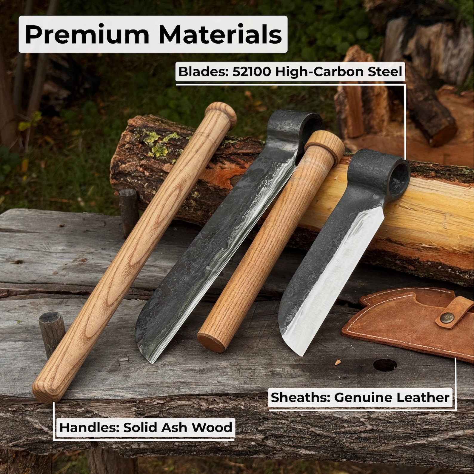 Hand-forged Splitting Froes – 52100 Carbon Steel Blades, Ash Handles ...