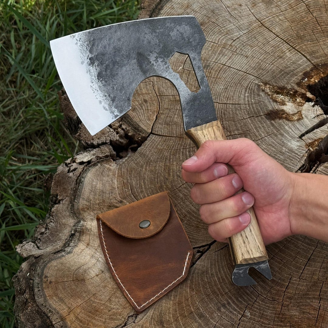 Flat Hatchet. Sharp Blade. Hand Forged From Carbon 52100 Steel ...