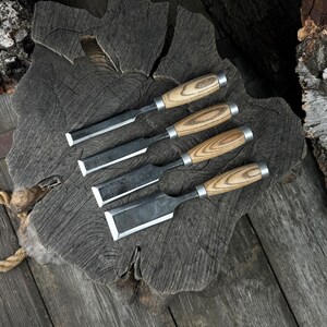 4-piece Timber Frame Chisel Set, Sharp Blade. Woodworking Tools. Hand ...