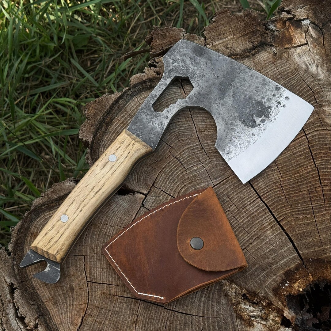 Forged Flat Hatchet. Razor Sharp Carbon 52100 Steel Blade, Ash Handle ...