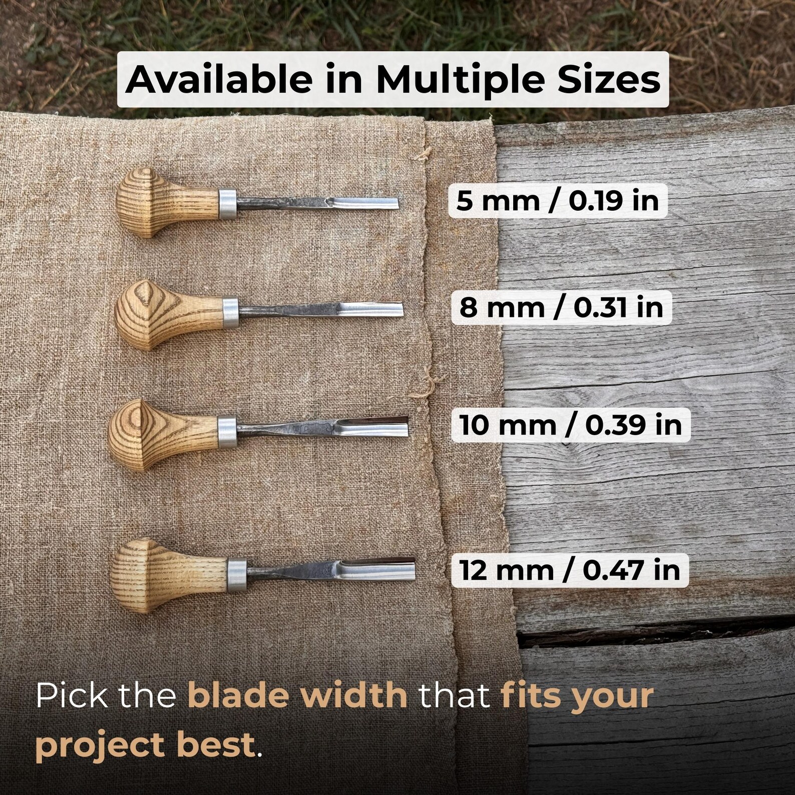 Small Wood Carving Gouge With Palm Handle. Sharp Carbon Steel Blade ...