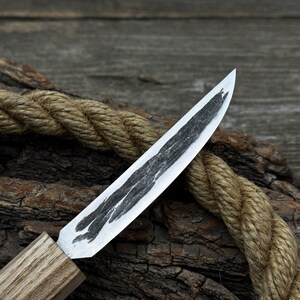 Yakut Knife. Sharp Carbon Steel Blade, Ash Wood Handle, Leather Sheath ...