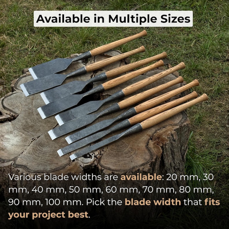 Timber Slick Chisels – Custom Size, 52100 Carbon Steel Blades, Ash ...