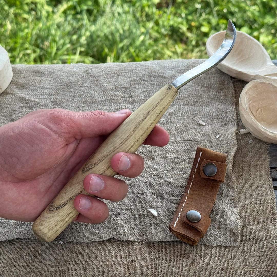 Razor Sharp Long Hook Knife – Hand Forged 52100 Carbon Steel Blade ...
