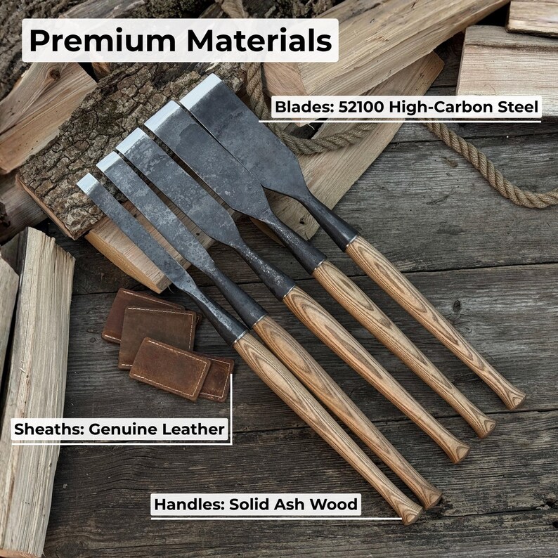 Timber Framing Chisel Set 5 Pcs, (slick Chisels). Sharp Blade. Hand ...