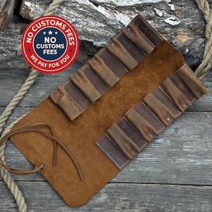 Universal Leather Tool Roll With 10 Pockets. Genuine Leather Crazy ...