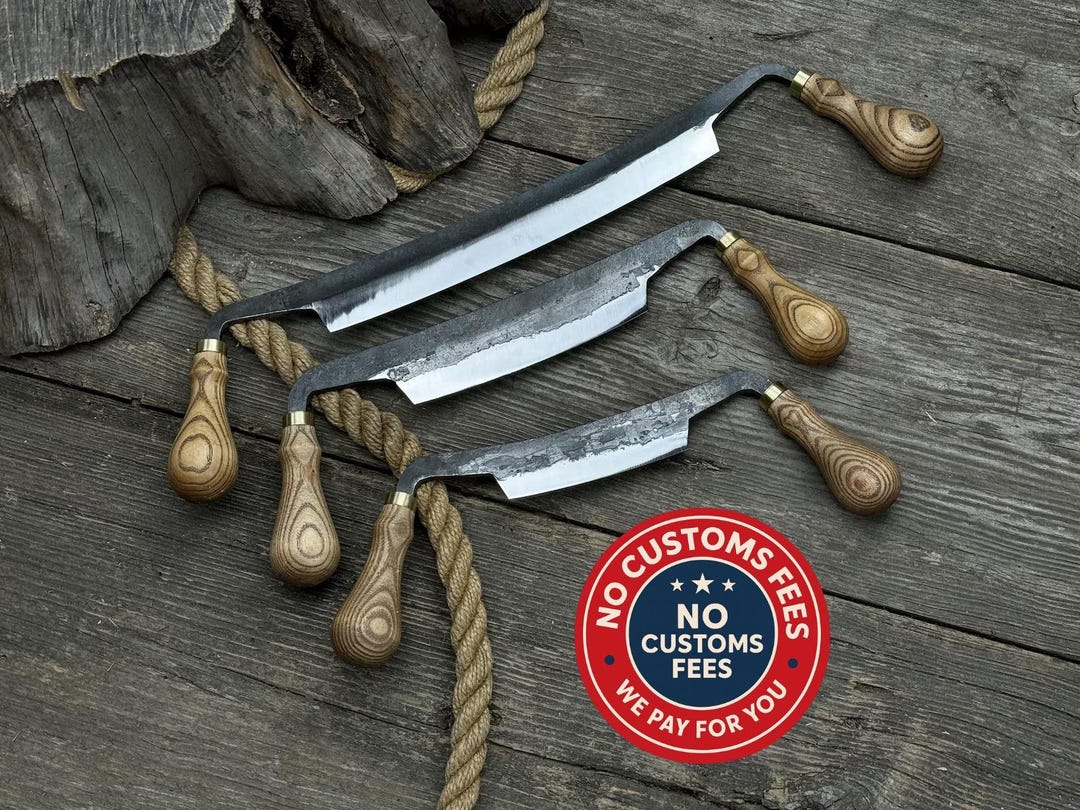 Curved Blade Drawknives. Custom Sizes. Sharp Blade. Hand Forged From ...