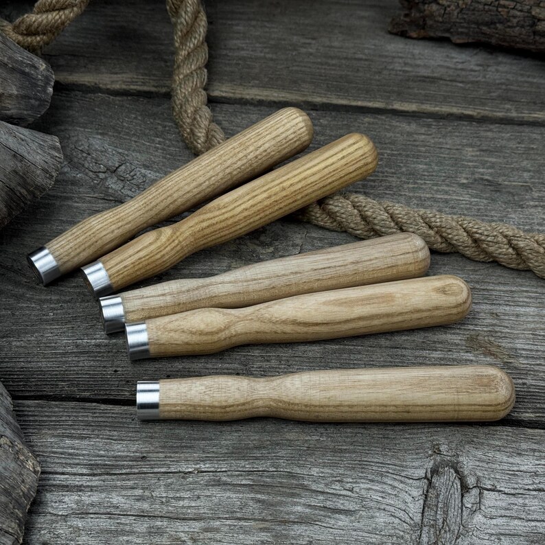 Set of 5 Replacement Wooden Handles. Ergonomic Ash Wood Handles ...