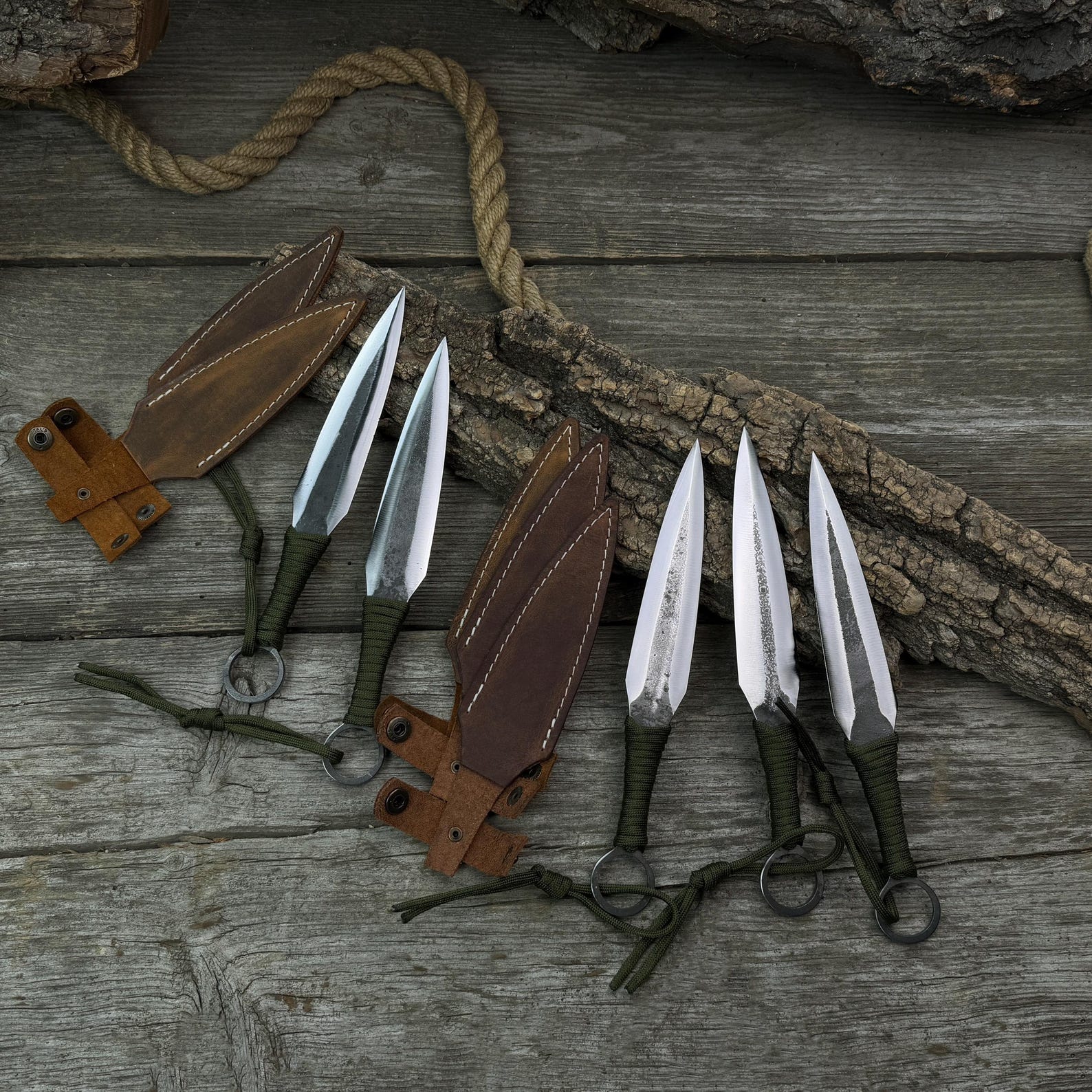 Hand-forged 5-piece Throwing Knife Set – (not Sharpened) 52100 Carbon ...