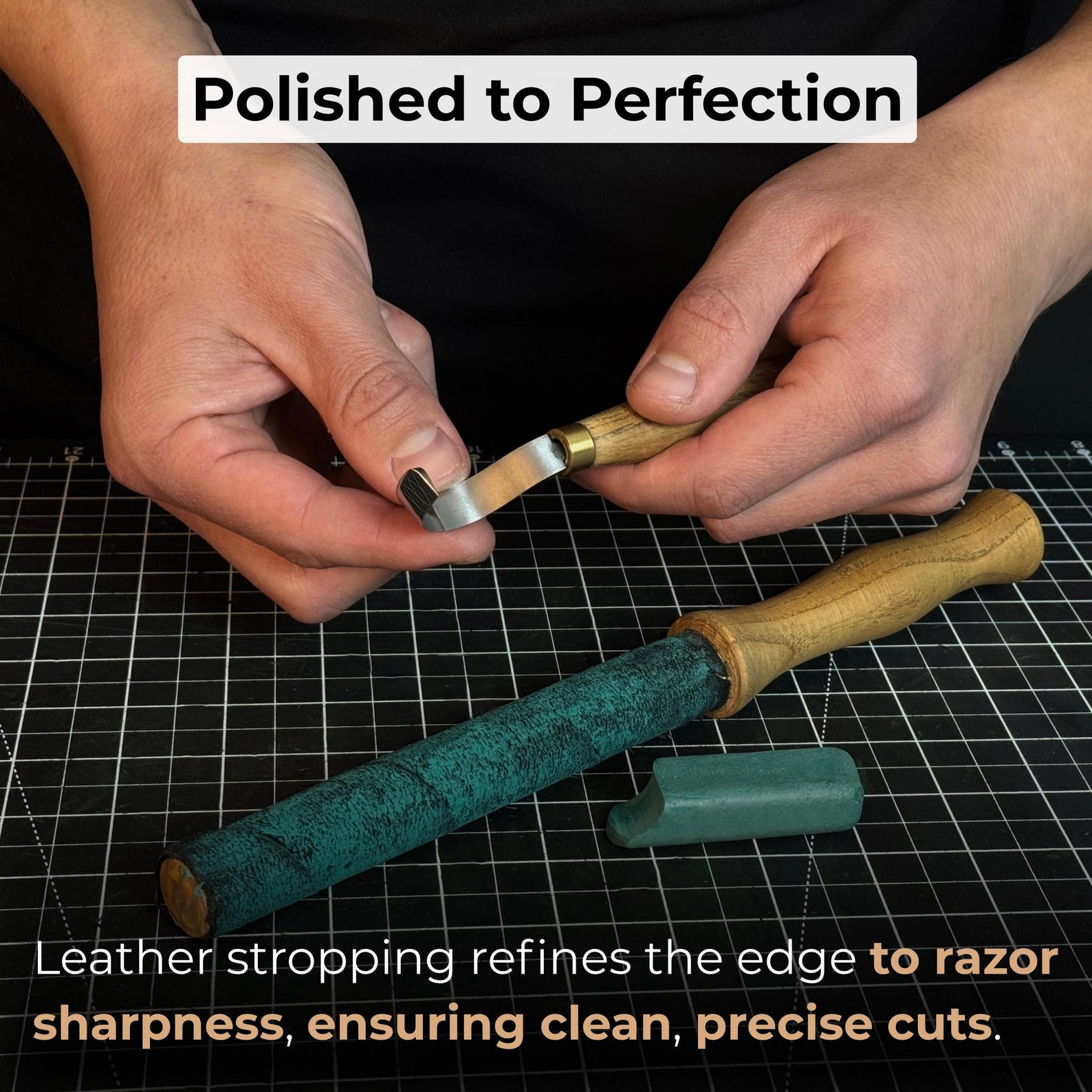Round Leather Strop for Knife Sharpening. Polishing Paste Included. Ash ...